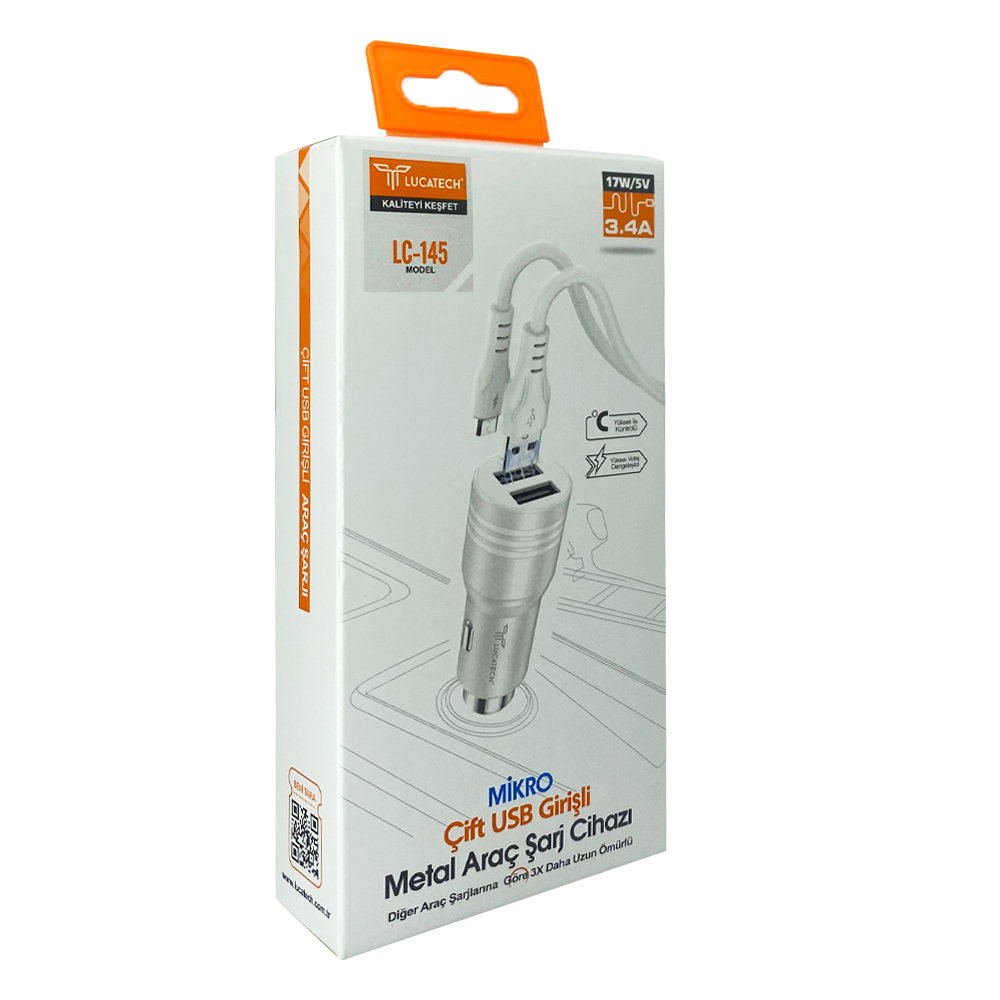 Toptan - Lucatech LC145 3.4 Amper Micro Araç Şarj